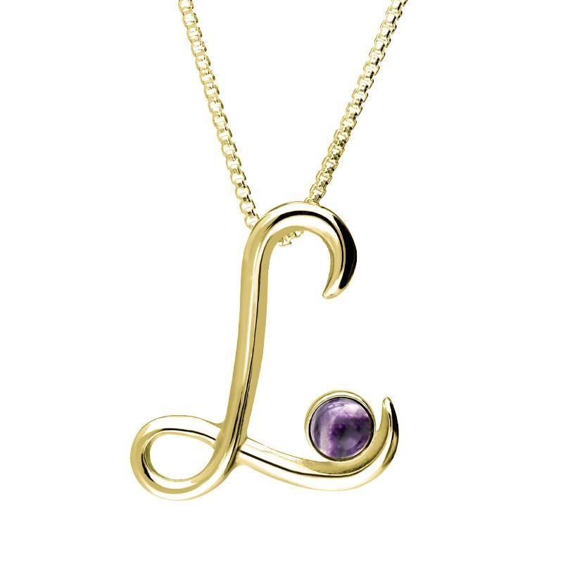 18ct Yellow Gold Blue John Love Letters Initial L Necklace | Blue John ...