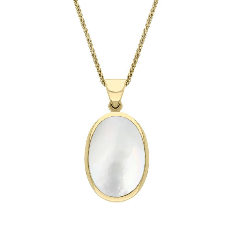18ct Yellow Gold Whitby Jet White Mother Of Pearl Small Double Sided F ...