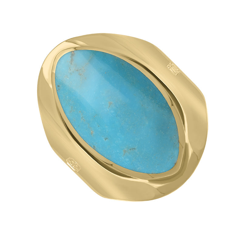 18ct Yellow Gold Turquoise King's Coronation Hallmark Medium Oval Ring ...