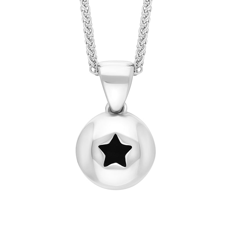 9ct White Gold Whitby Jet Star Disc Necklace | Blue John Gallery