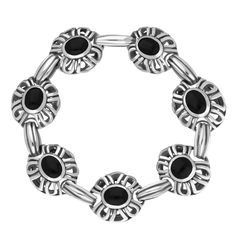 Sterling Silver Whitby Jet Openwork Bracelet D | Blue John Gallery
