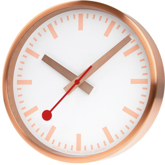 Mondaine Clock Pure Edition Aluminium Brushed Copper | Blue John Gallery