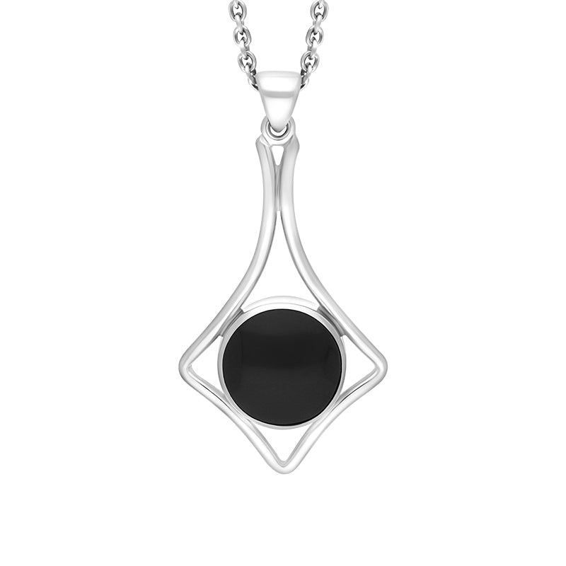 Sterling Silver Whitby Jet Round Open Edge Necklace D | Blue John Gallery